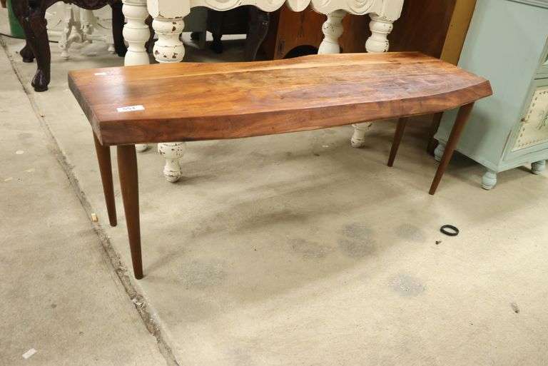MCM Style Walnut Slab Top Bench - Dixon's Auction at Crumpton