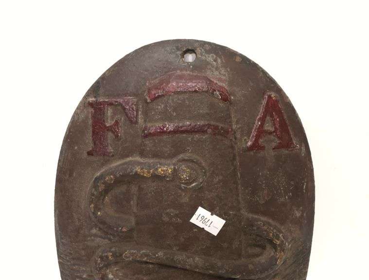 Antique Cast Iron Fire Mark Plaque - Dixon's Auction at Crumpton