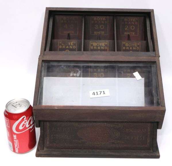 Antique Boye Brand Thread Advertising Display Case - Dixon's Auction at ...