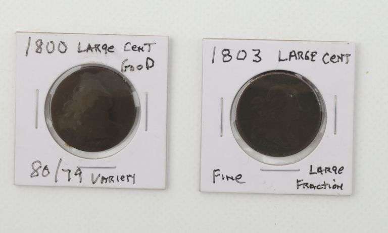(2) U.S. Large Cents. 1800 & 1803 - Dixon's Auction at Crumpton