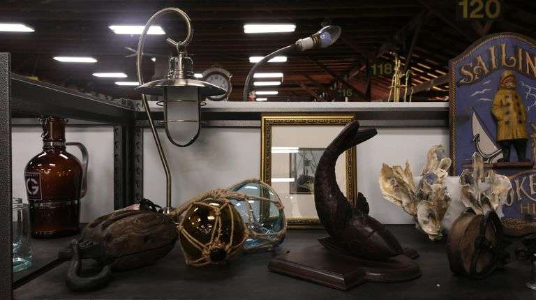 Lot of Nautical Decor, Carved Fish Wall Shelf, Pulley, Captains Sailing ...