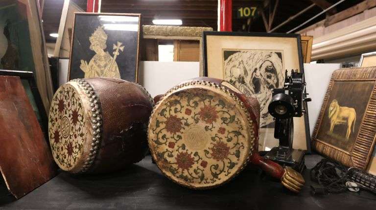 Lot of Vintage Framed Art Prints & Paintings, Ethnographic Hand Drums ...