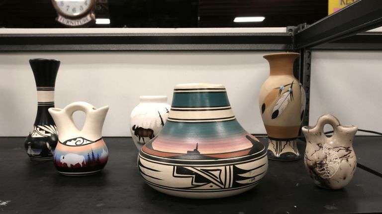 Lot of Navajo & Other Native American Style Pottery Vases & Bowls Etc ...