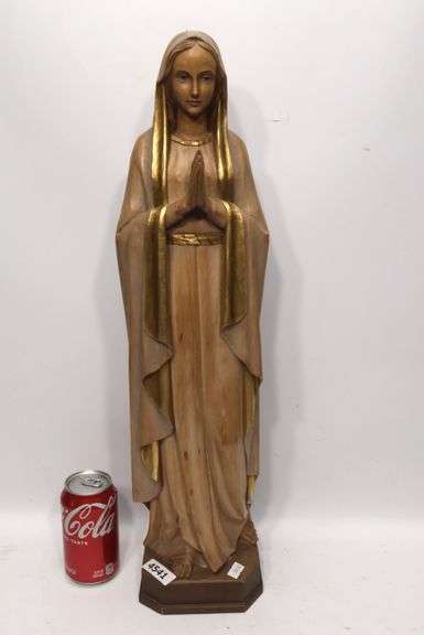 Vintage Virgin Mary Carved Wood Sculpture - Dixon's Auction at Crumpton