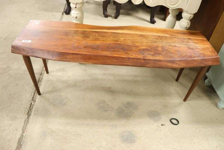 MCM Style Walnut Slab Top Bench - Dixon's Auction at Crumpton