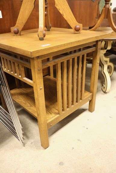 Modern Mission Style Oak End Table - Dixon's Auction at Crumpton