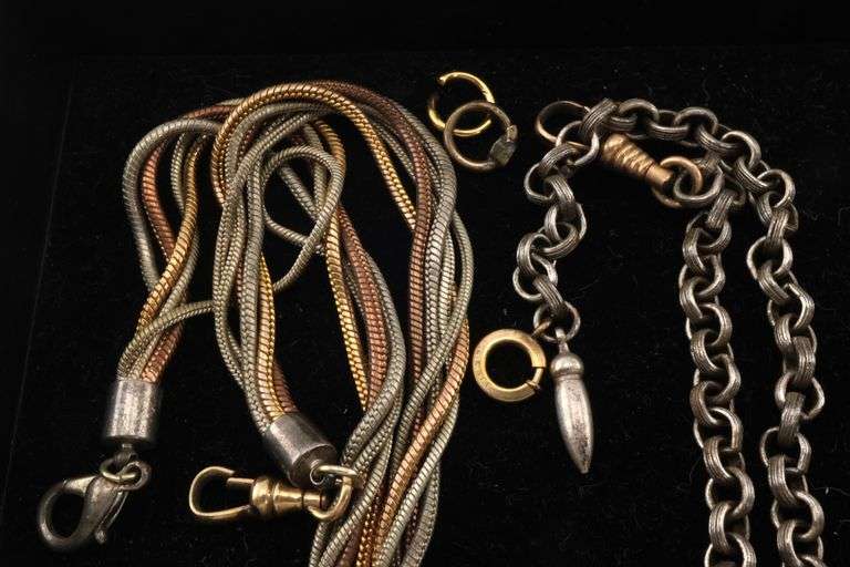 Tray Lot of Mixed Metal Watch Chains - Dixon's Auction at Crumpton
