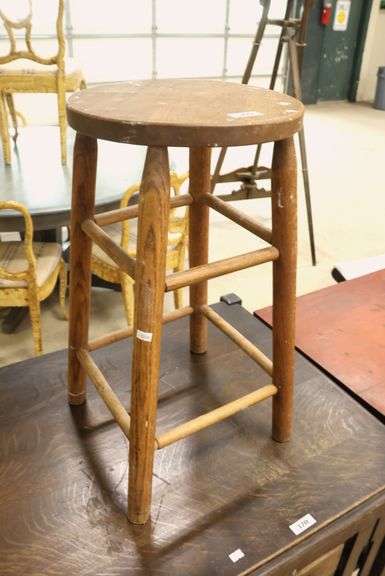 Antique Golden Oak Stool - Dixon's Auction at Crumpton