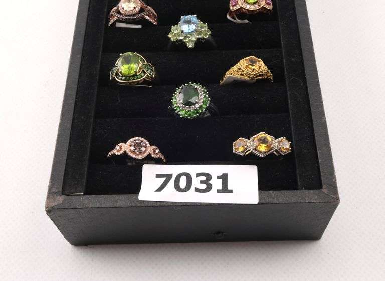 (14) Sterling Silver Fancy Rings - Dixon's Auction at Crumpton