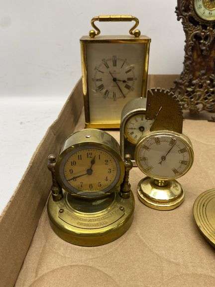 (6) Assorted Antique to Vintage Desk Clocks Including Hamilton - Dixon ...