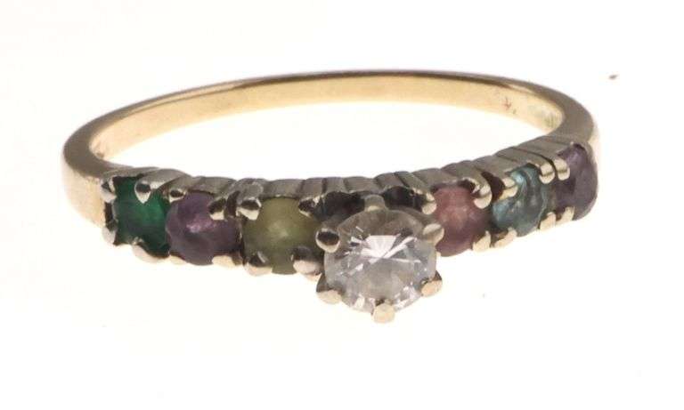 14k Gold Diamond & Multi Colored Stone Ring 2.2g - Dixon's Auction at ...