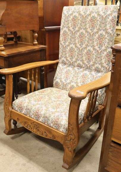 Antique Golden Oak Morris Rocker - Dixon's Auction at Crumpton