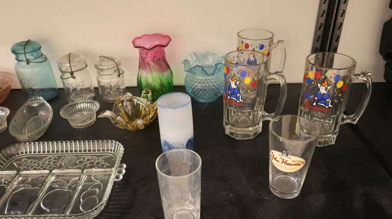 Lot of Spuds Mackenzie Beer Mugs, Fenton Silver Crest Platter, Art ...