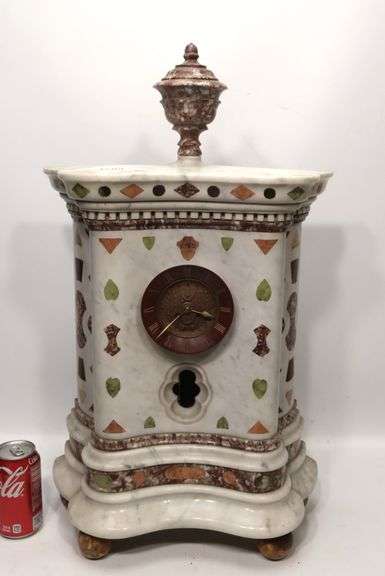 Antique Pietra Dura Specimen Inlaid Marble Mantel Clock - Dixon's ...