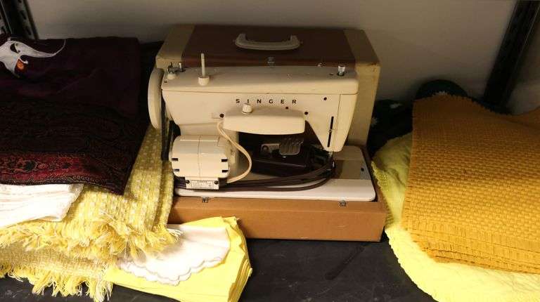 Vintage Singer Sewing Machine, Fabrics Etc. - Dixon's Auction at Crumpton