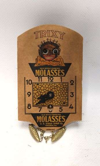 Vintage Miniature German Moving Eyes Clock - Dixon's Auction at Crumpton