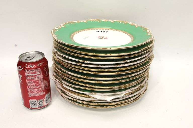 (16) British Parcel Gilt Porcelain Armorial Service Plates - Dixon's ...