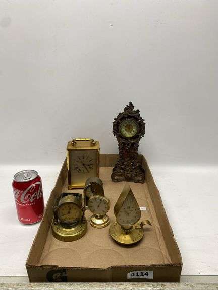 (6) Assorted Antique to Vintage Desk Clocks Including Hamilton - Dixon's Auction at Crumpton