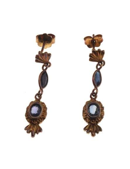18k Gold Natural Sapphire Post Earrings 3.1g - Dixon's Auction at Crumpton