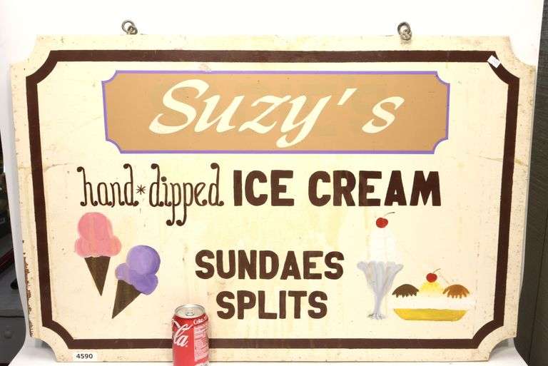 Suzy's Hand Dipped Ice Cream Painted Sign - Dixon's Auction at Crumpton
