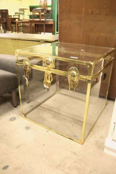 MCM Acrylic and Brass Trunk End Table - Dixon's Auction at Crumpton