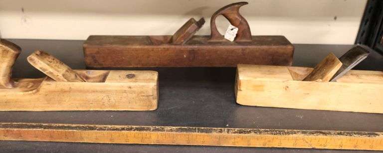 Lot of Antique Wood Planes & Yard Stick - Dixon's Auction at Crumpton