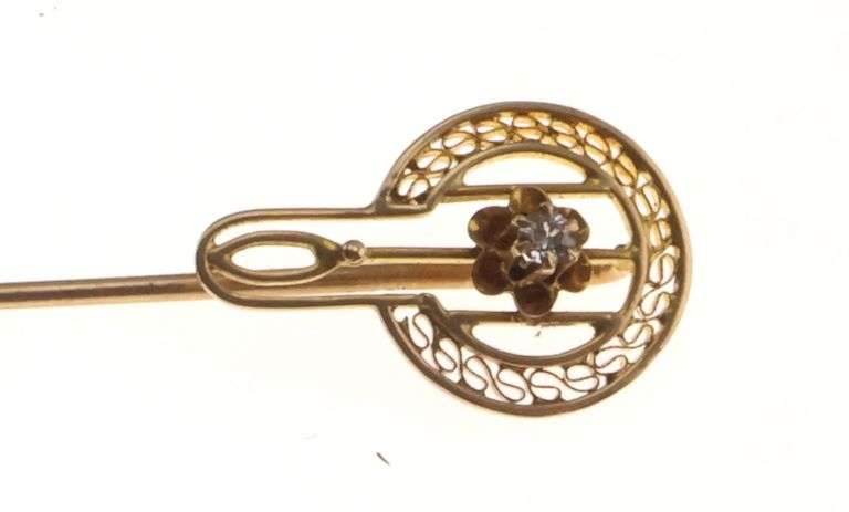 14k Gold Diamond Stick Pin 1.3g - Dixon's Auction at Crumpton