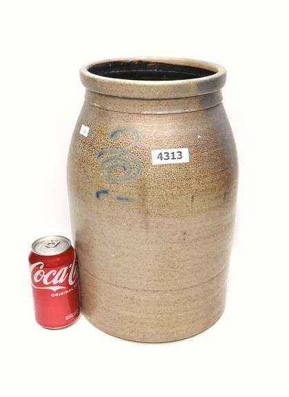 Midwestern Blue-Decorated Three Gallon Stoneware Crock - Dixon's ...