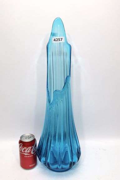 MCM Blue Glass Swung Vase - Dixon's Auction at Crumpton