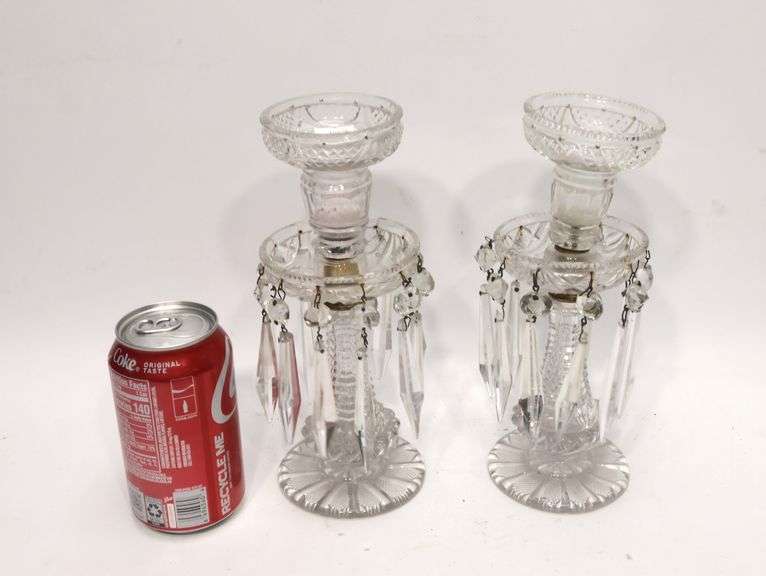 Pair American Brilliant Cut Glass Candlesticks, Minor Imperfections ...