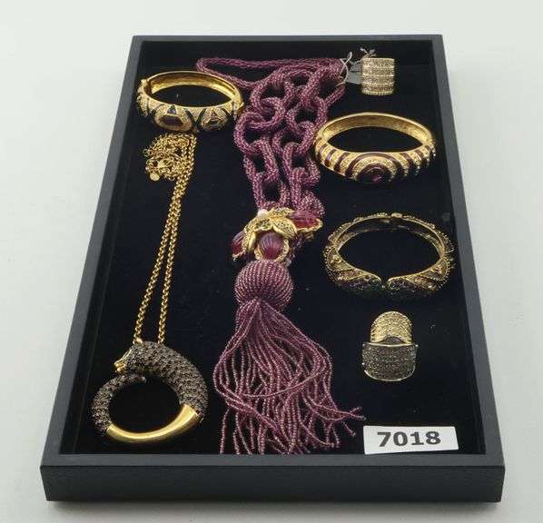 Tray Lot of Fancy Costume Jewelry (Some Signed Including Nolen Miller ...