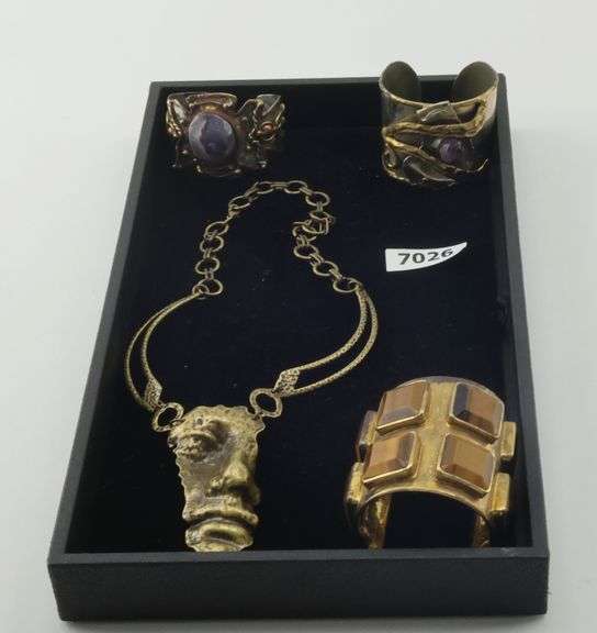 Tray Lot of Interesting Mixed Metal Jewelry - Dixon's Auction at Crumpton