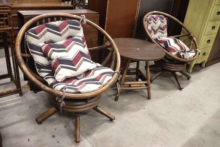 3pc MCM Rattan Patio Set, Losses - Dixon's Auction at Crumpton