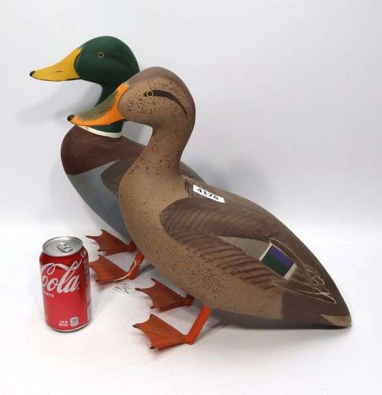 Pair Charles Jobes Standing Mallard Duck Decoys - Dixon's Auction at ...