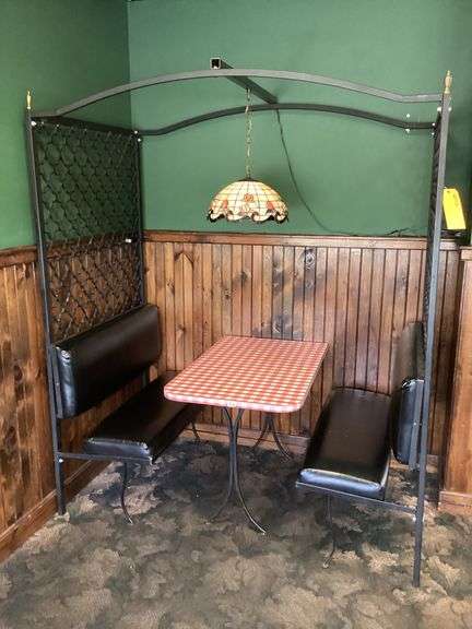 Vintage Metal Booth with Hanging Light - Diamond G Auctioneers