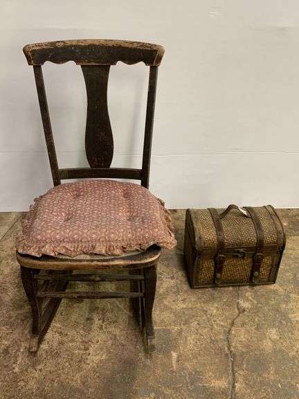 Vintage Rocking Chair & Trunk - Delaware Auction Center