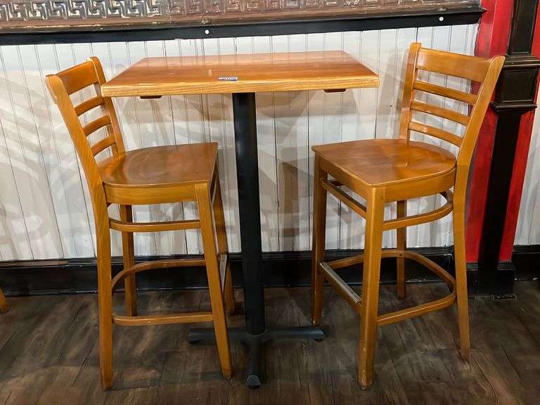 (2) Person butcher block high top table w/2 chairs - Delaware Auction ...