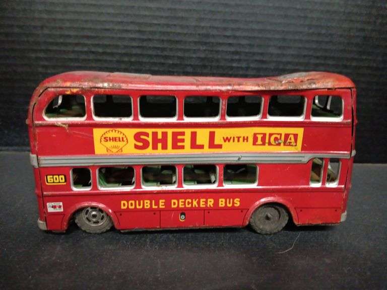 Vintage Stamped Steel Shell Gasoline Double Decker Bus - Delaware ...
