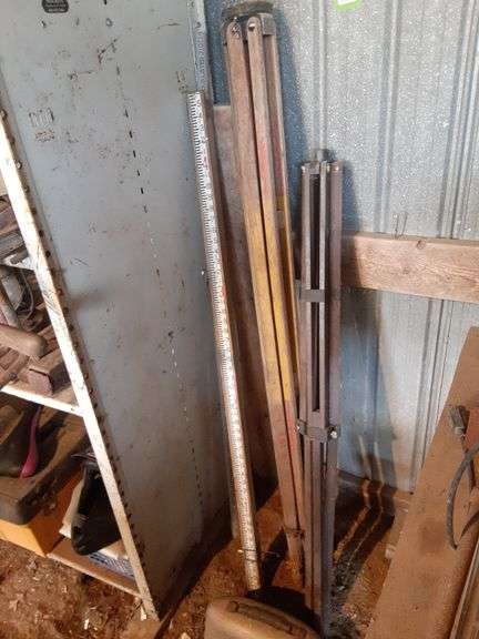 Montgomery Ward Powr Kraft Transit w/ Tripods & Survey Measuring Stick ...