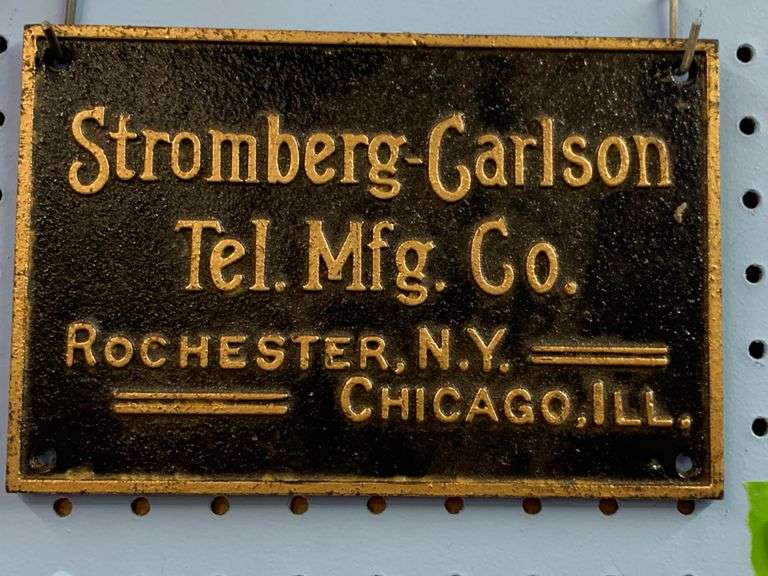 Stromberg-Carlson Tel. MFG Co Cast Iron Sign - Delaware Auction Center