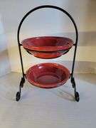 Longaberger Wrought Iron Two Tier Pie Stand w/Two 6" Pie Plates in ...