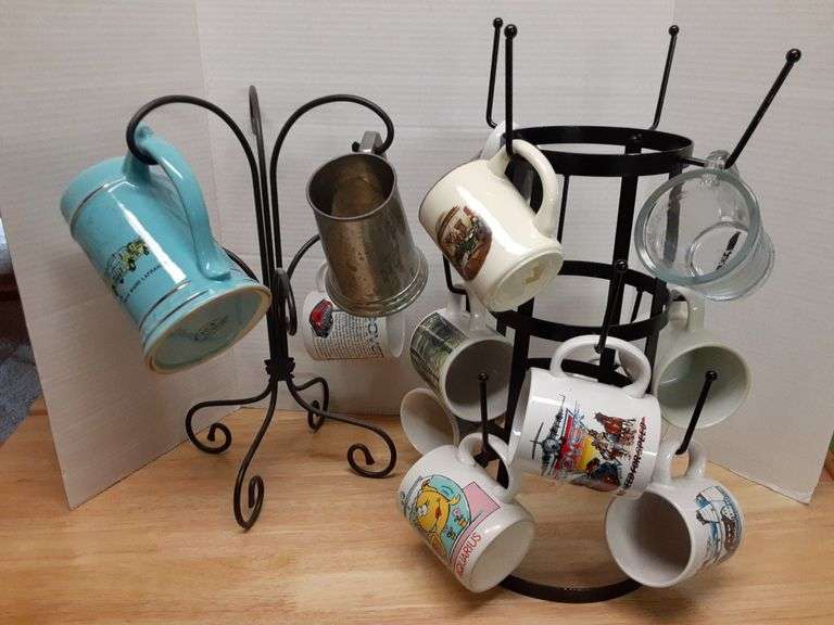 (2) Coffee Mug Stands w/ Assorted Coffee Mugs - Delaware Auction Center