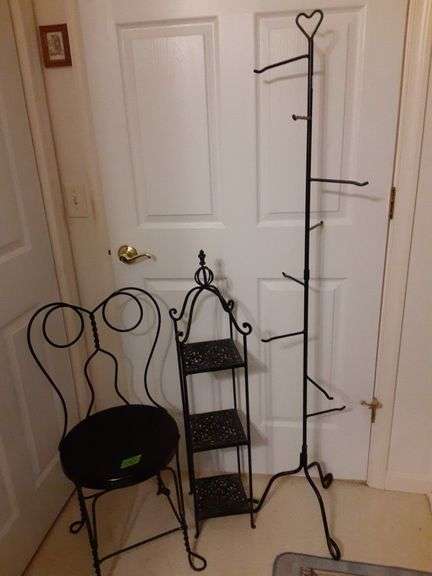 Wrought Iron Bistro Chair, Basket Tree & Display Stand - Delaware ...