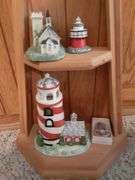 Wood Lighthouse Shelf w/ Lighthouses - Delaware Auction Center
