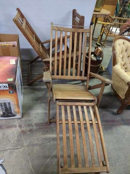 Deck Chairs with Foot Rests and Folding Wood Chair - Delaware Auction ...