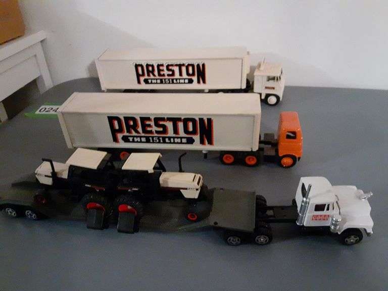 (2) Winross Preston Trucks & Trailers and ERTL Case Truck w/ Trailer ...