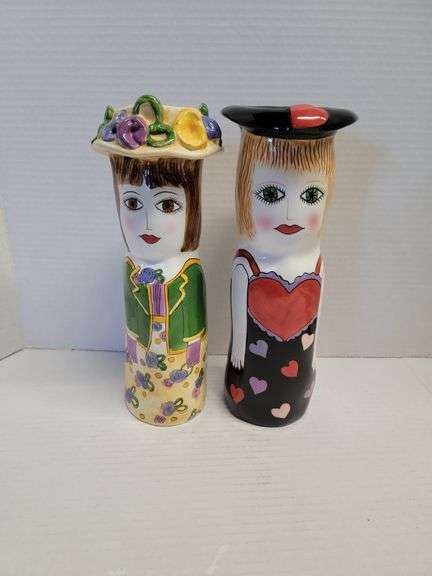 (2) Vintage Susan Paley Vases by Ganz Lady: Samantha & Sweetheart ...