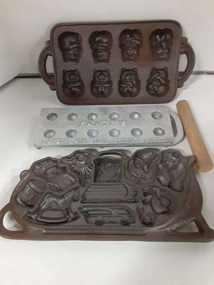 (2) Cast Iron & Aluminum Chocolate / Candy Molds - Delaware Auction Center