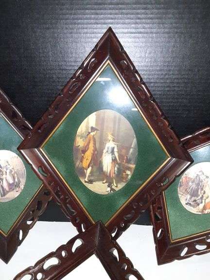 (3) Diamond Shaped Picture Frames & Shadowbox - Delaware Auction Center