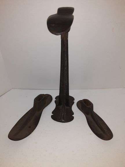 (3) Cast Iron Shoe Lasts & Stand - Delaware Auction Center